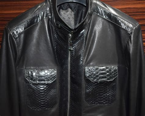 Billionaire Python Trim Leather Jacket Leather Guys
