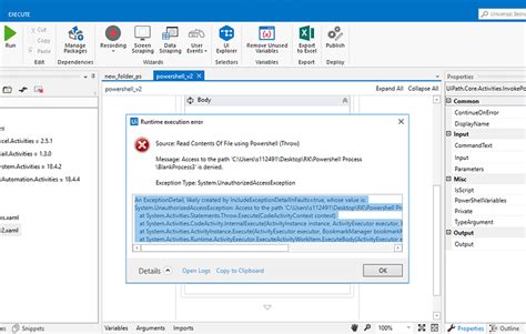 Invoke Powershell Activity Throwing Access Level Error Help UiPath
