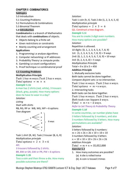Chap5 Combinatorics 20 11 24 Pdf Combinatorics Mathematics