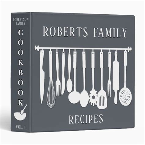 Personalized Cookbook For Recipes 3 Ring Binder