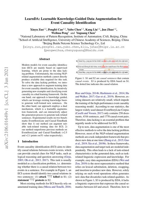 Pdf Learnda Learnable Knowledge Guided Data Augmentation For Event Causality Identification