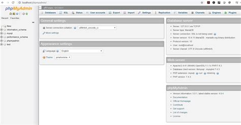 Xampp Phpmyadmin Web Page