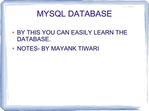 Mysql Database Ppt