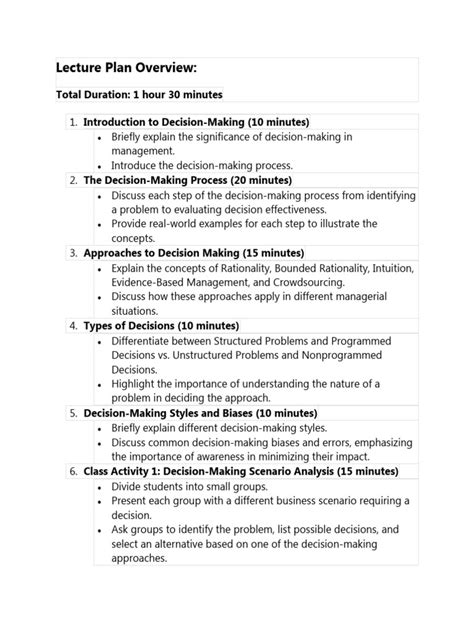 Chapter 2 Lecture Plan Pdf Decision Making Rationality