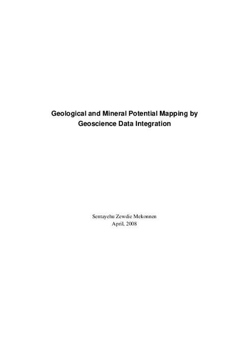 Pdf Geological And Mineral Potential Mapping By Geoscience Data
