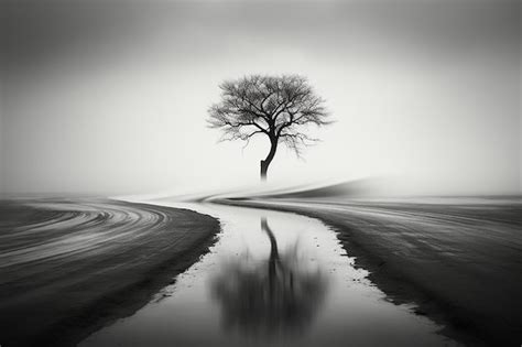 Premium Photo Alone Tree Reflection On Middle Of The Lake Illustration