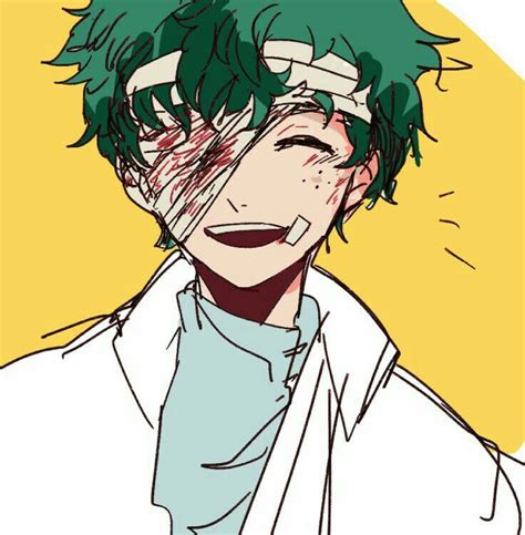 Midoriya Deku Izuku Blood Bandages Smiling My Hero Academia