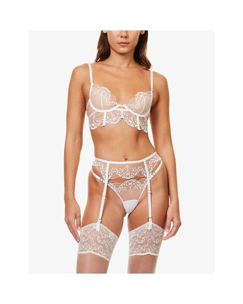 Bluebella Marisa Floral Embroidered Lace Suspenders In White Lyst