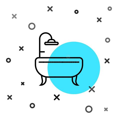 Black Line Bathtub Icon Isolated On White Background Random Dynamic
