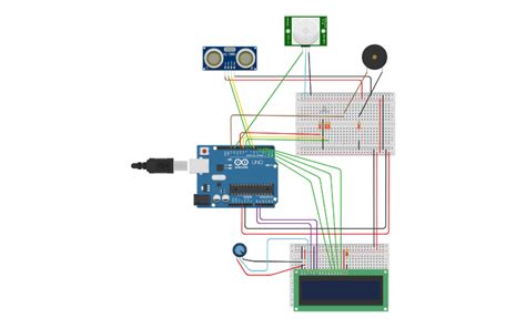 Circuit Design Social Distance Detector Tinkercad