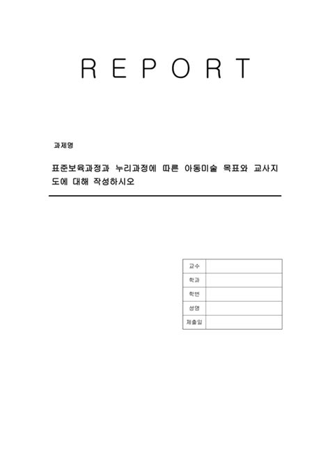 표준보육과정과 누리과정에 따른 아동미술 목표와 교사지도에 대해 작성하시오 사회과학