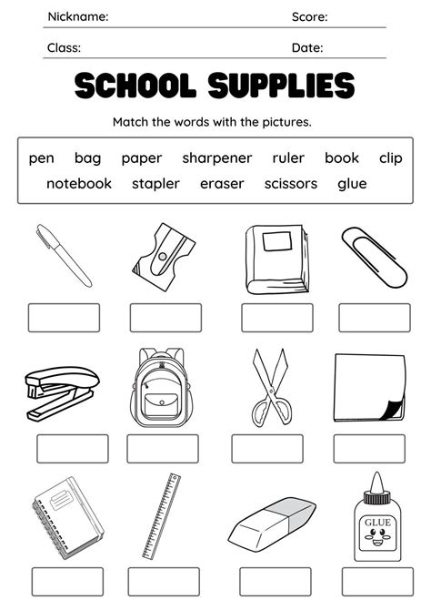 School Supplies Worksheet Templates By Canva English Worksheets For School Supplies Worksheet Templates By Canva English Worksheets For