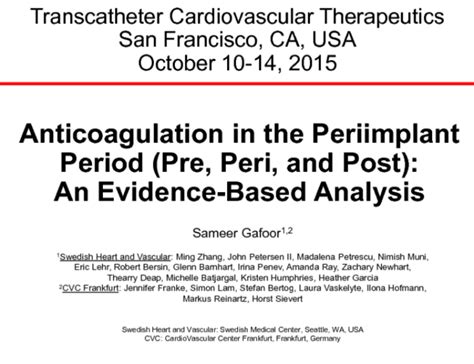 Anticoagulation In The Periimplant Period Pre Peri And Post An Evidence Based Analysis