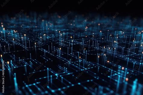 Abstract Connected Dots On A Dark Background Big Data Digital Code Data Transmission