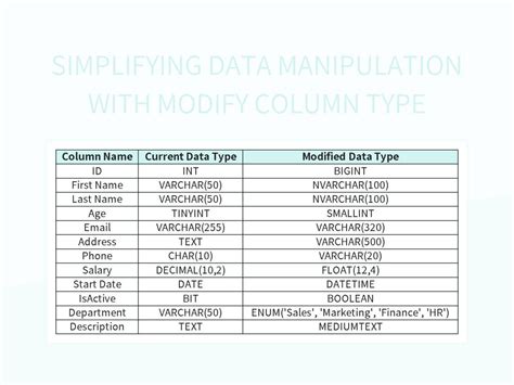 Simplifying Data Manipulation With Modify Column Type Excel Template