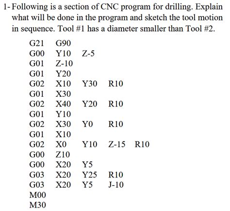 1 Following Is A Section Of Cnc Program For