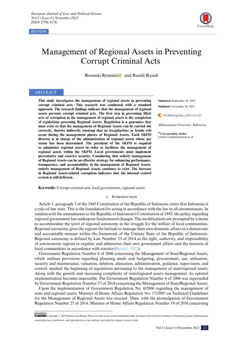 Pdf Management Of Regional Assets In Preventing Corrupt Criminal Acts