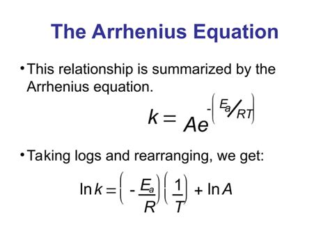 Arrhenius Equation Rate Of Reaction And Temperature Ppt