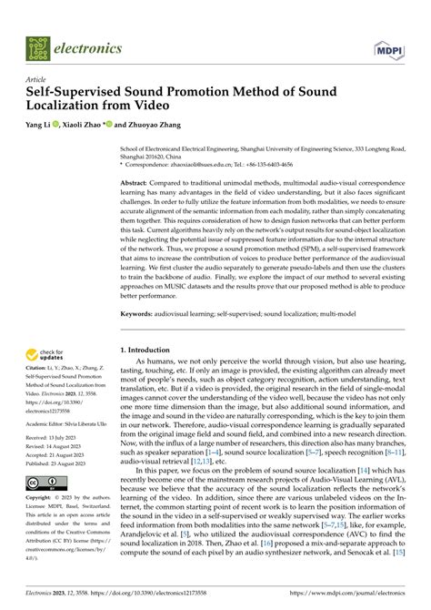 Pdf Self Supervised Sound Promotion Method Of Sound Localization From Video