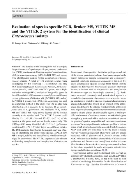 pdf evaluation of species specific pcr bruker ms vitek ms and the