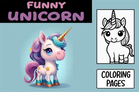 Funny Unicorn Coloring Pages Graphic By Designood · Creative Fabrica