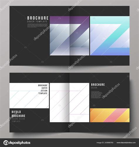 벡터 일러스트 레이 션의 두 편집 레이아웃 사각형 디자인 Bifold 브로셔 잡지 전단지 책자에 대 한 템플릿을 다룹니다 창의적인 현대 표지 개념 화려한 배경
