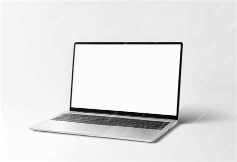 макет белого экрана ноутбука изолированный на белом фоне Премиум Фото