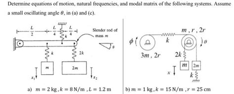 Solved Determine Equations Of Motion Natural Frequencies