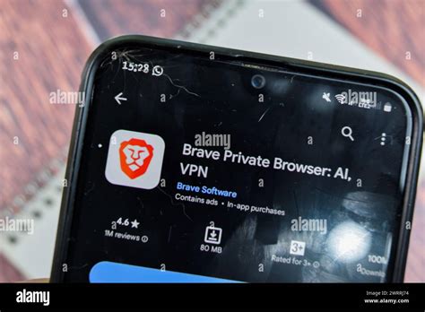 Brave Private Browser Ai VPN Application On Smartphone Screen Brave