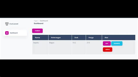 tutorial membuat crud create update delete update sederhana pada projek laravel youtube
