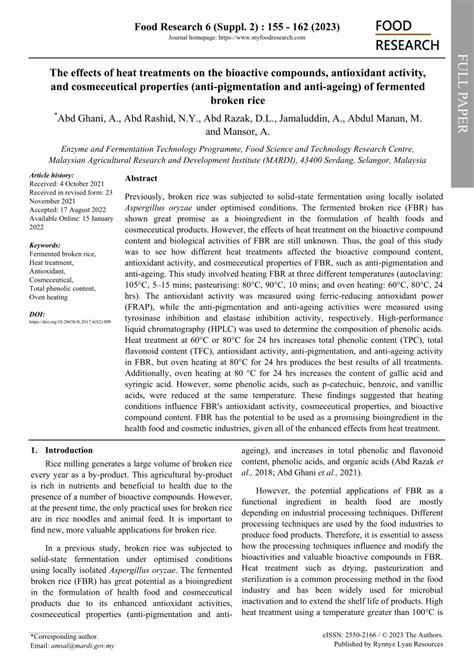 Pdf The Effect Of Heat Treatments On The Bioactive Compounds