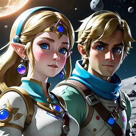 A Close Up Of Princess Zelda And Link As Depicted On