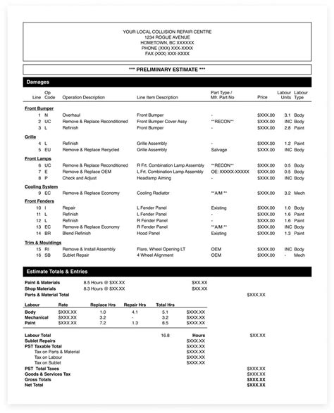 How To Read An Estimate Certified Collision Repair Nissan Canada