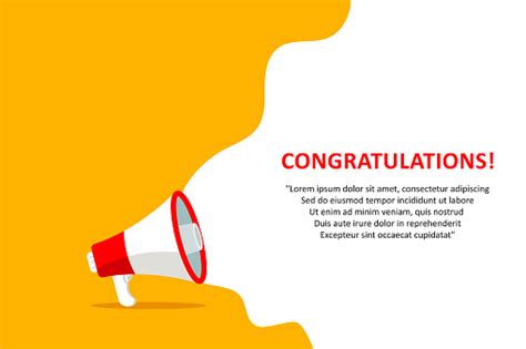 축하합니다 메가폰이 달린 현수막 축하합니다 말풍선 배너 소매 쇼핑 온라인 마케팅 템플릿 배너 포스터 및 배경에 대 한 벡터 그림 감탄에 대한 스톡 벡터 아트 및 기타 이미지
