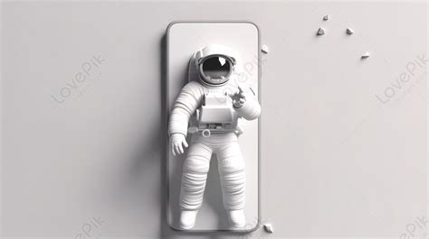 3d 렌더링된 우주비행사는 최신 유행의 추상 배경 디자인 모형을 사용하여 빈 화면 스마트폰을 들고 있습니다 핸드폰 배경 비행사 배경 우주 배경 이미지 Hd 핸드폰