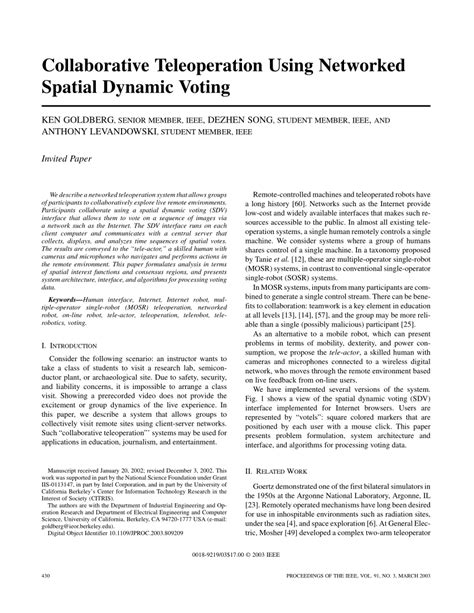 Pdf Collaborative Teleoperation Using Networked Spatial Dynamic Voting
