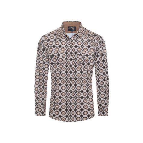 Avalon Mens Aztec Print Western Shirt Snap Buttons 100 Modal