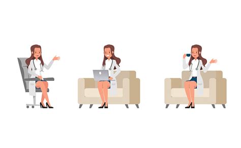 여자 의사 벡터 캐릭터 디자인 다양한 액션으로 프리젠 테이션 개념에 대한 스톡 벡터 아트 및 기타 이미지 개념 건강관리와