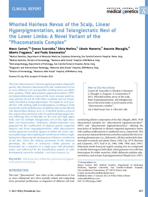 Pdf Whorled Hairless Nevus Of The Scalp Linear Hyperpigmentation