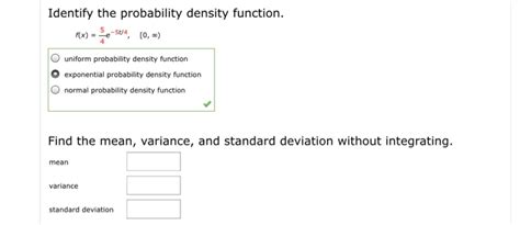 Solved Identify The Probability Density Function P X Chegg
