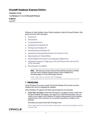 Fillable Online Oracle Database Express Edition Installation Guide G Release For