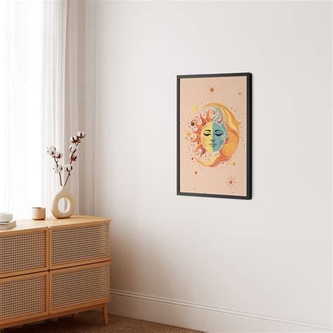 Sun And Moon Wall Art Poster 70s Groovy Wall Decor Retro Wall Hanging