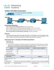 CCNAv7 ITN Skills Assessment Final Skills Exam For IP Course Hero