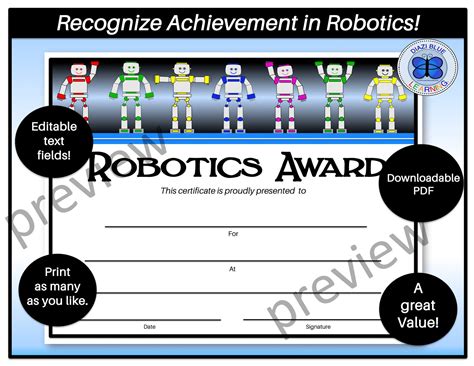 Robotics Award Robotics Certificates Editable Robotics Certificates Certificate Of Robotics Robotics Award Robotics Certificates Editable Robotics Certificates Certificate Of Robotics