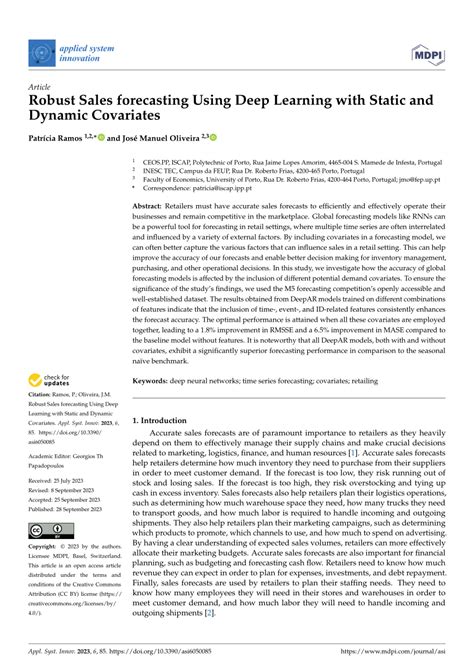 Pdf Robust Sales Forecasting Using Deep Learning With Static And Dynamic Covariates