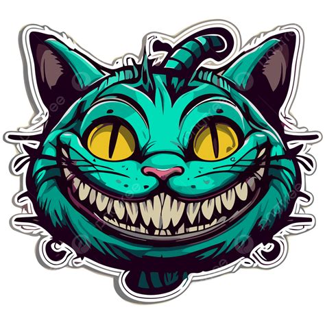 캐릭터 일러스트 스티커 체셔 고양이 클립 아트의 머리 벡터 고립 된 만화 체셔 고양이와 스티커 디자인 상표 캐릭터 일러스트 Png 일러스트 및 벡터 에 대한 무료
