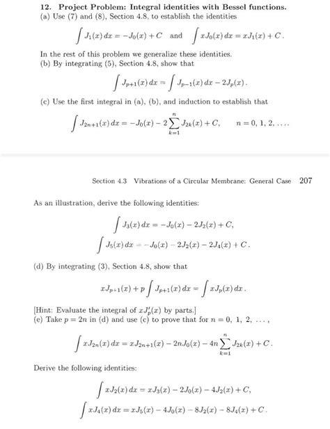 12 Project Problem Integral Identities With Bessel