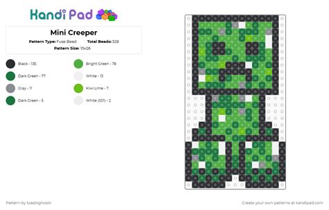 Mini Creeper Fuse Bead Pattern Kandi Pad Kandi Patterns Fuse Bead