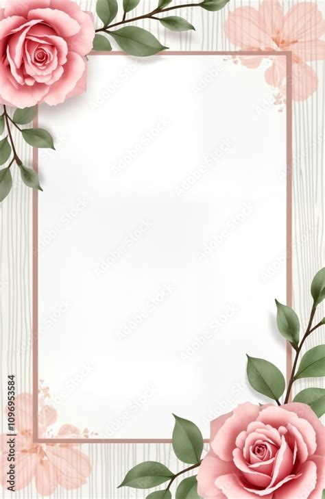 Blank Funeral Flyer Mockup Features Watercolor Roses Floral Border