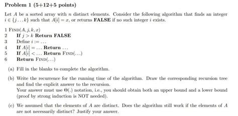 Solved Problem 1 5125 Points Let A Be A Sorted Array